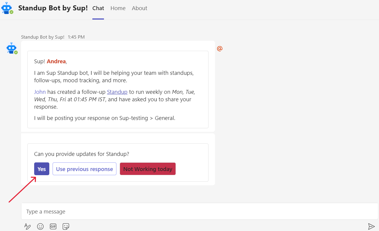 Sup Bot - Best Standup Bot for Slack, MS Teams, and Webex