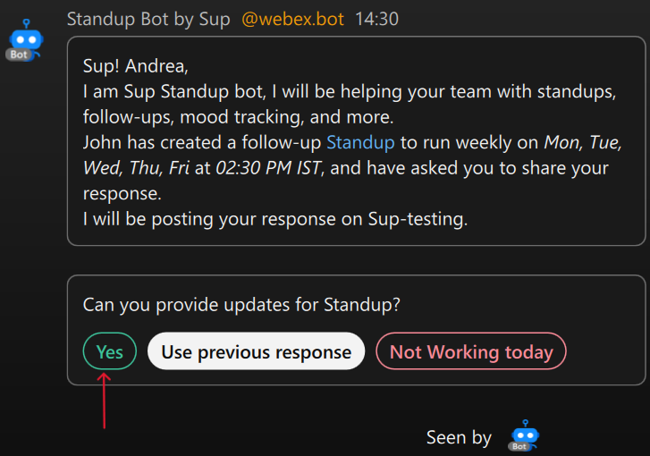 Sup Bot - Best Standup Bot for Slack, MS Teams, and Webex